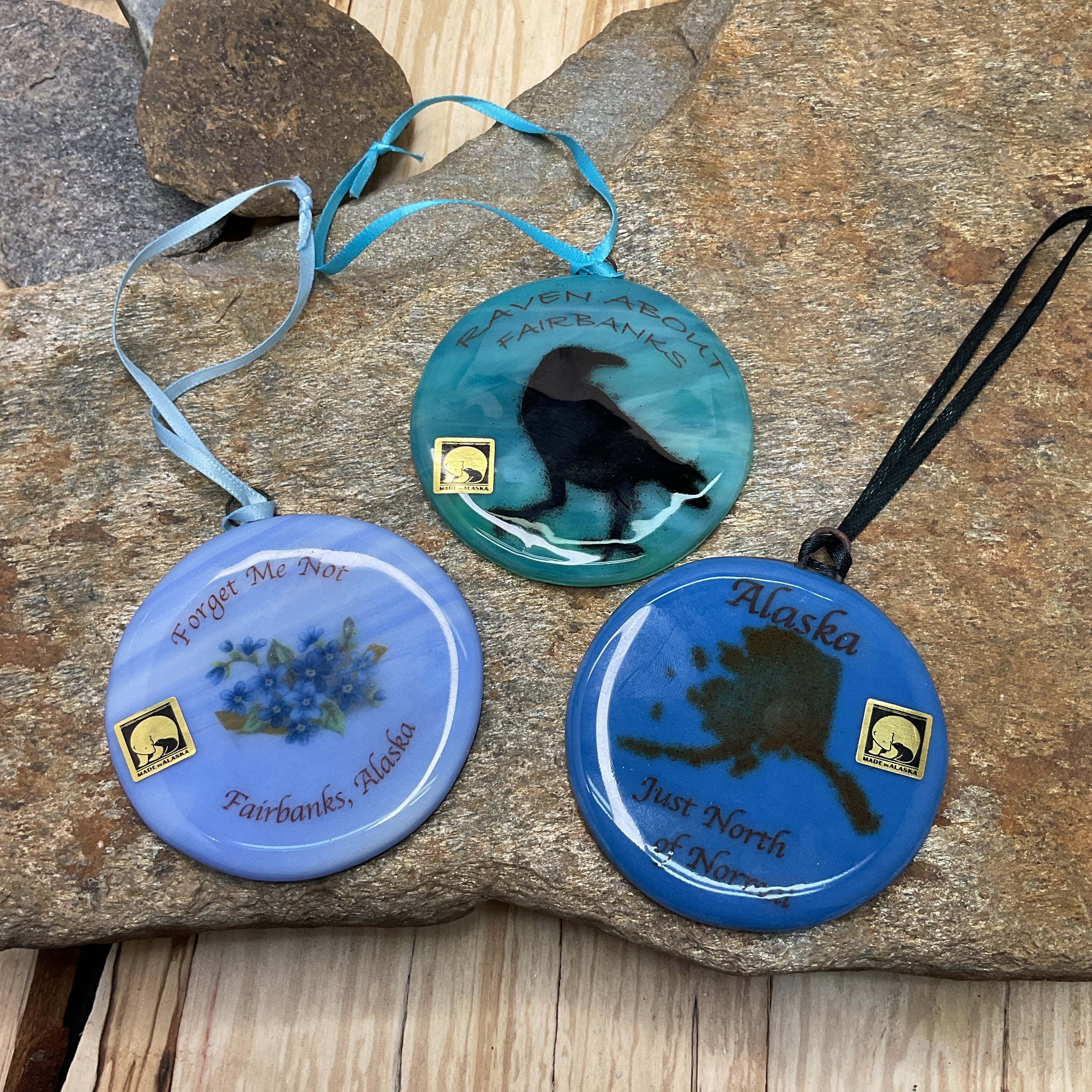 Stepping Out - Fused Glass Circle Ornaments 3" | Northern Whimsy Studios